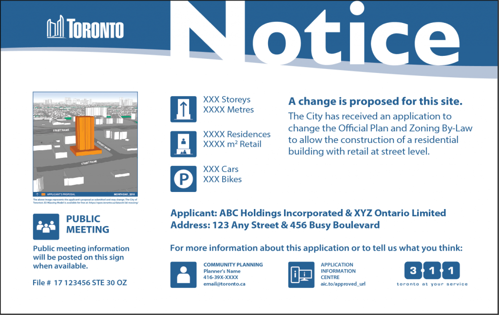 Notice of Proposed Development Application & Public Meeting Sign – City ...