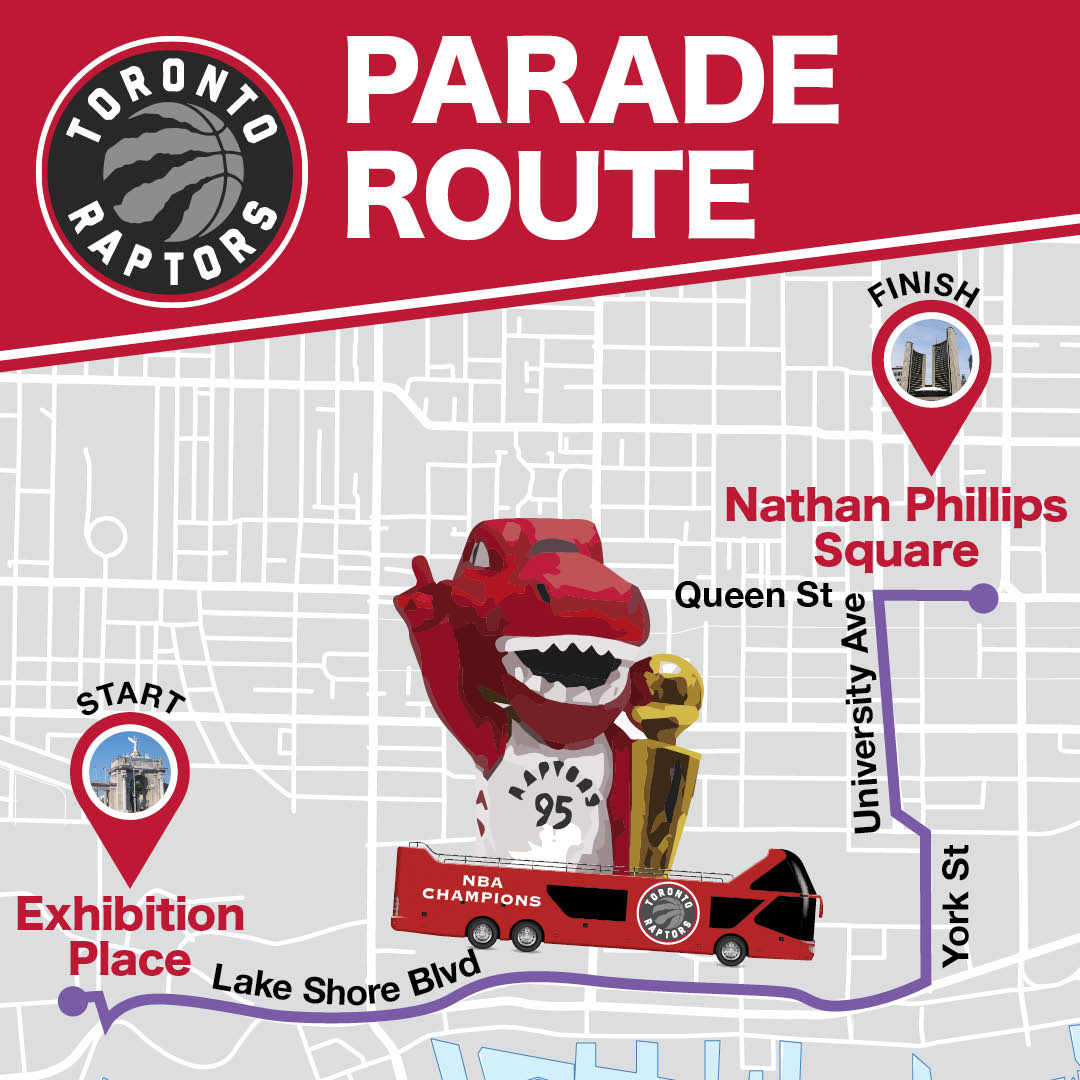 Toronto Raptors 2019 NBA Championship Parade Route Map : r/TOmaps