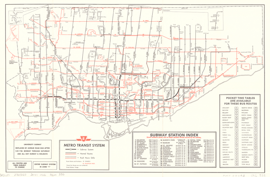 Side Stories – TTC Route Maps – City of Toronto