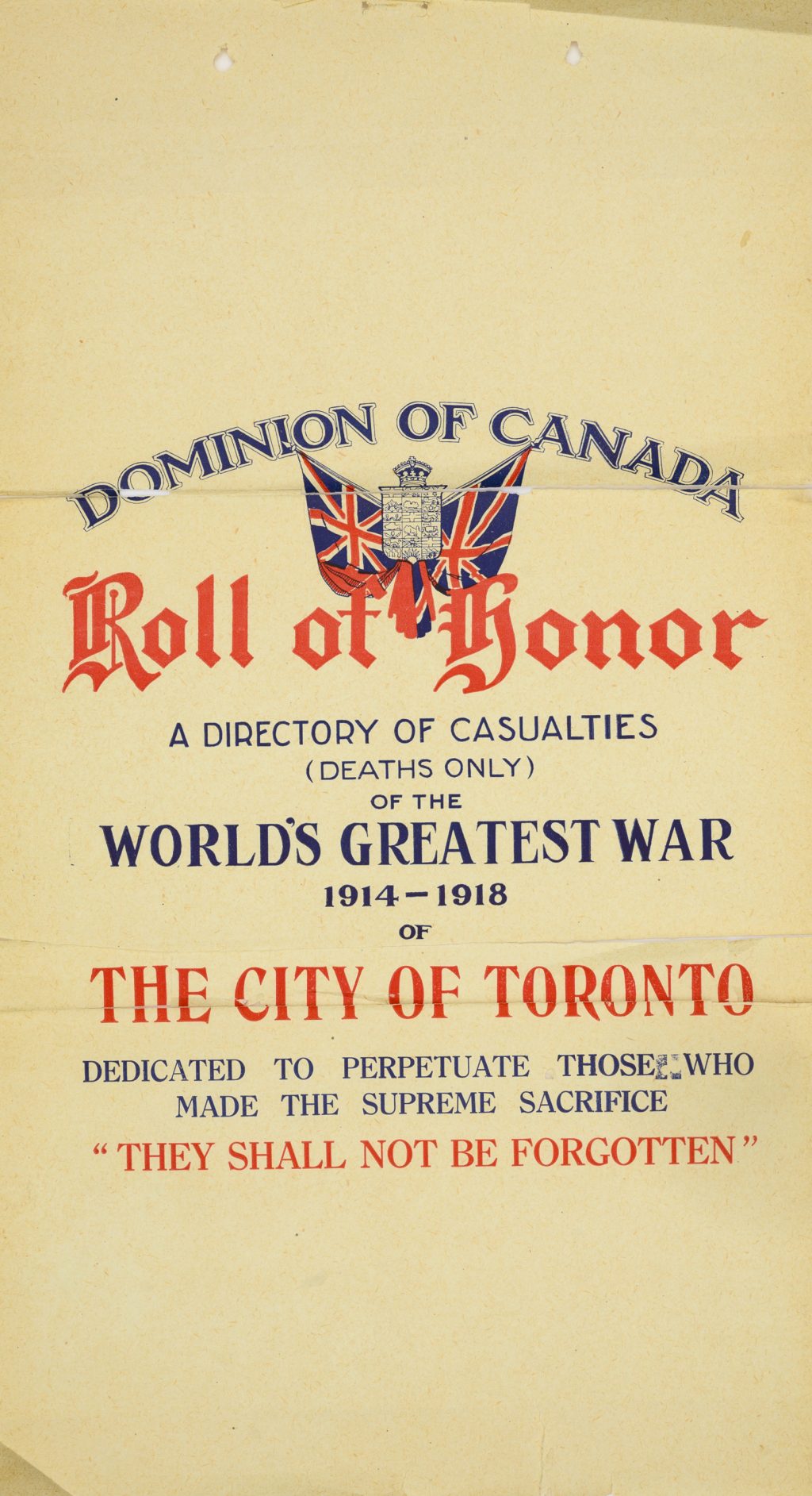 Great War Book of Remembrance – City of Toronto
