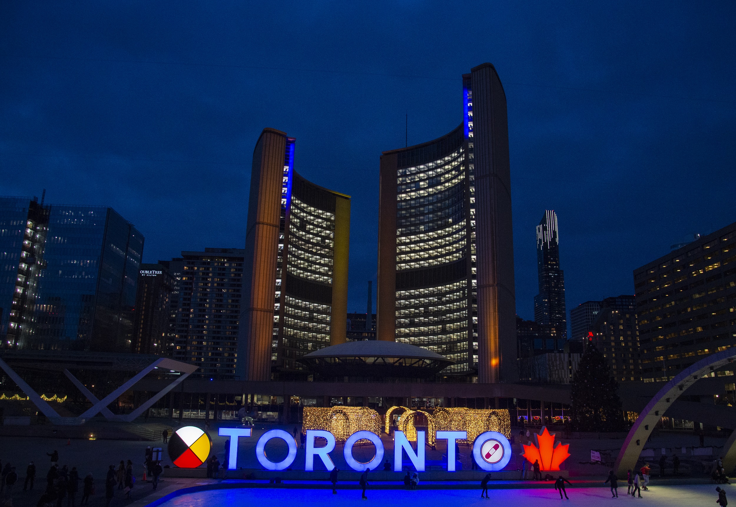 New Team Toronto pink bandage added to Toronto Sign to encourage COVID ...