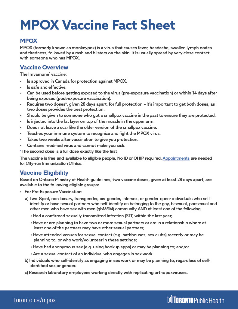 MPOX – City of Toronto