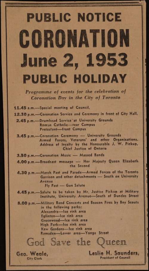 Toronto Remembers the Coronation of Elizabeth II – City of Toronto