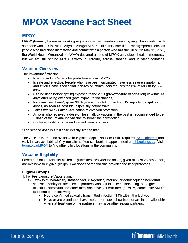 MPOX – City of Toronto