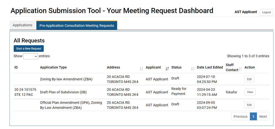Application Submission Tool Overview – City of Toronto
