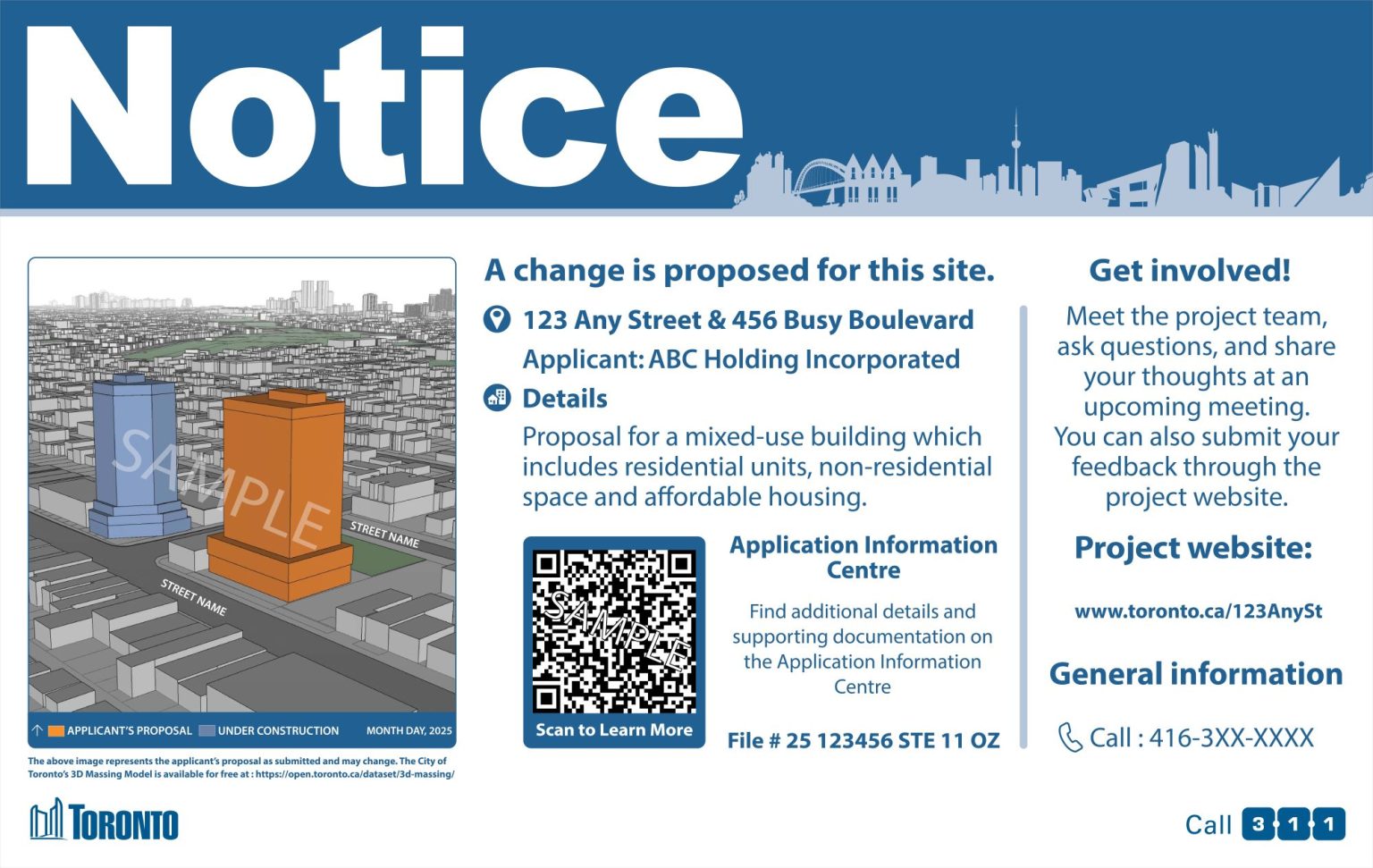 Notice of Proposed Development Application & Public Meeting Sign – City ...